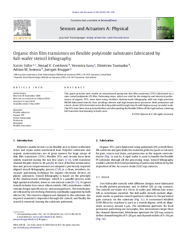 (PDF) Organic thin film transistors on flexible polyimide substrates ...