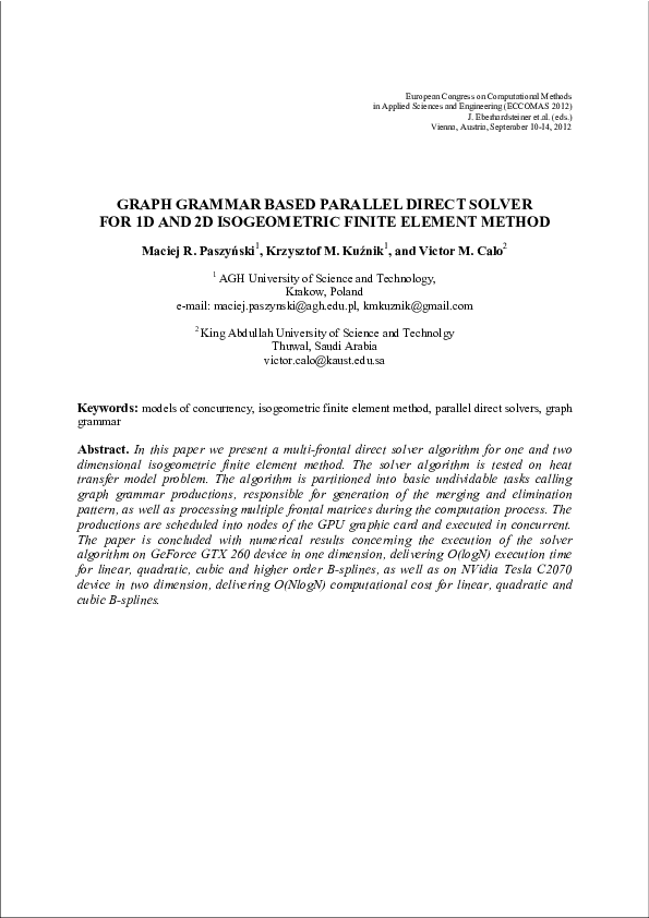 Pdf Graph Grammar Based Parallel Direct Solver For 1d And 2d