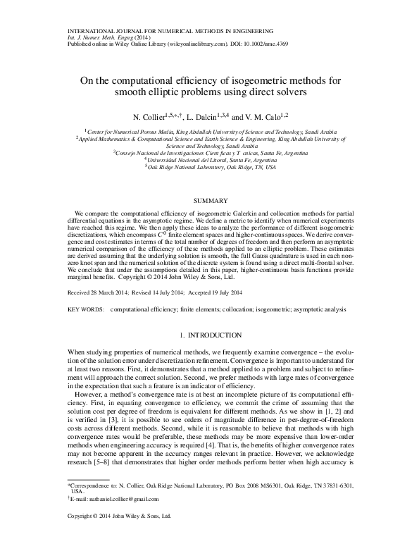 Pdf On The Computational Efficiency Of Isogeometric Methods For Smooth Elliptic Problems Using