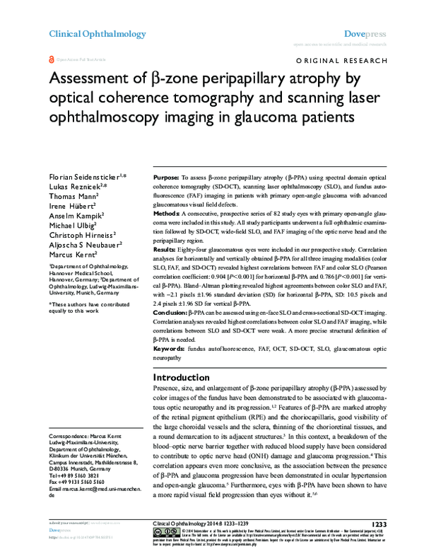 (PDF) Assessment of β-zone peripapillary atrophy by optical coherence ...