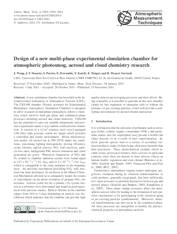 (PDF) Design of a new multi-phase experimental simulation chamber for ...