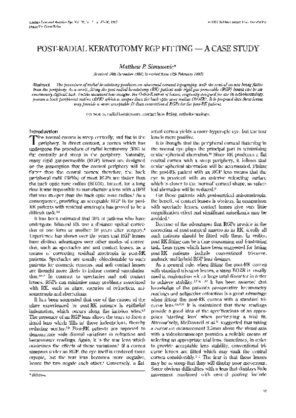 (PDF) Post radial keratotomy rgp fitting--a case study