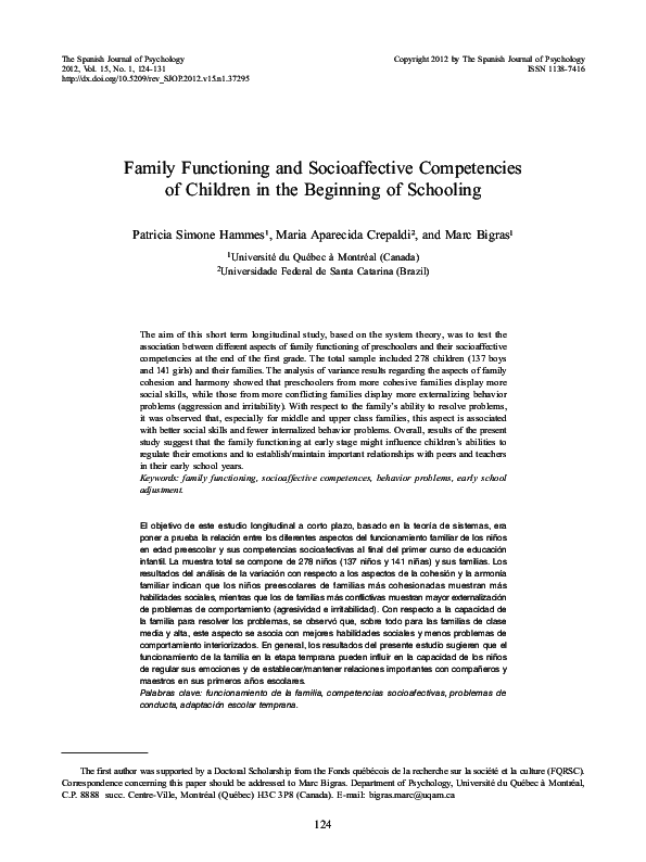 (PDF) Family Functioning and Socioaffective Competencies of Children in ...