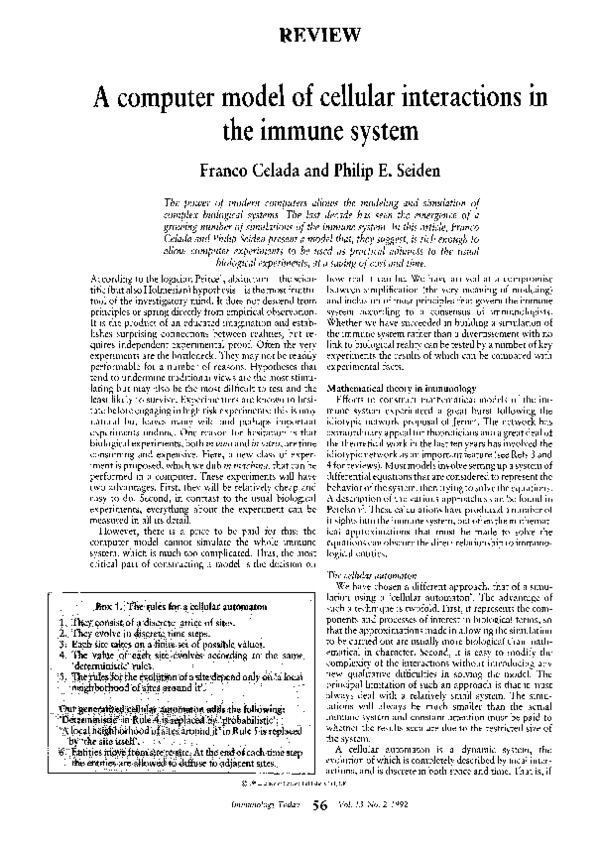 (PDF) A computer model of cellular interactions in the immune system