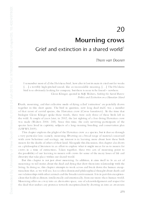 (PDF) Mourning crows: Grief and extinction in a shared world