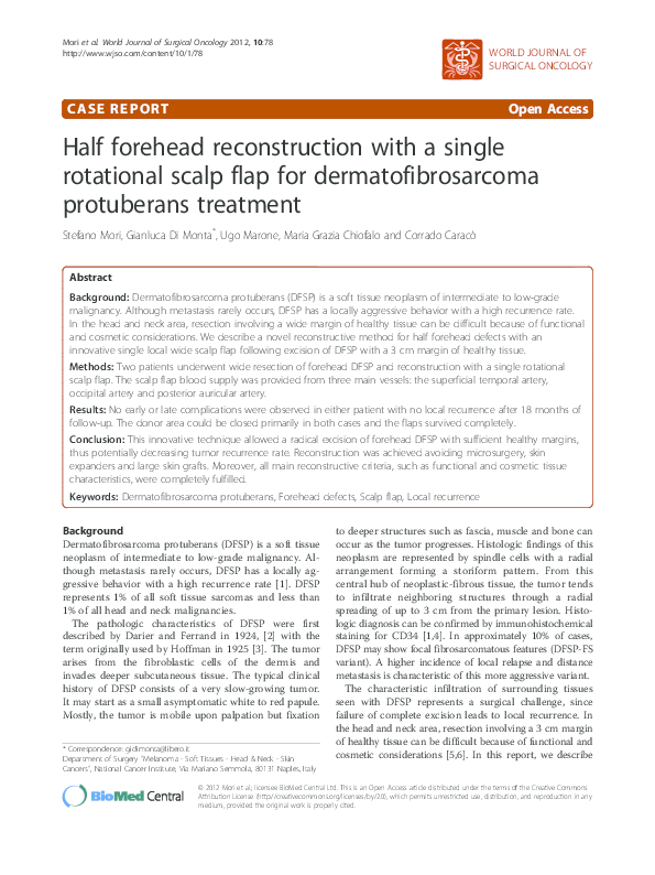 (PDF) Half forehead reconstruction with a single rotational scalp flap ...