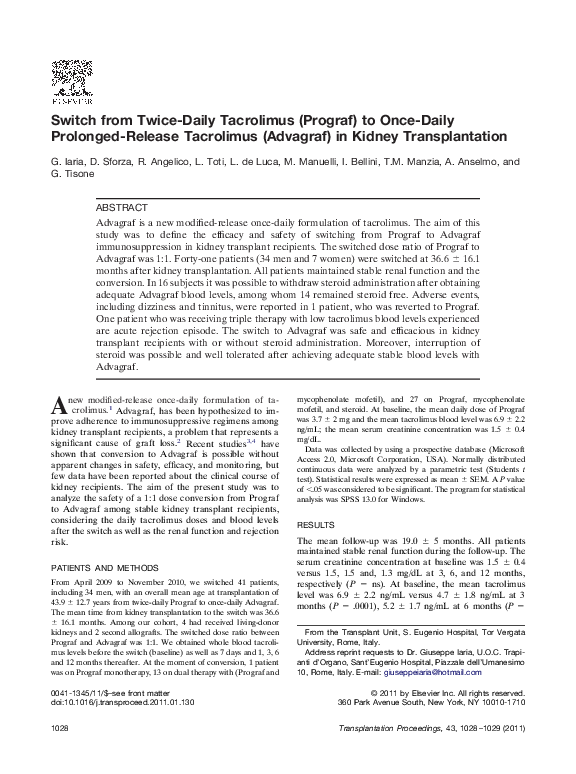 (PDF) Switch from Twice-Daily Tacrolimus (Prograf) to Once-Daily ...