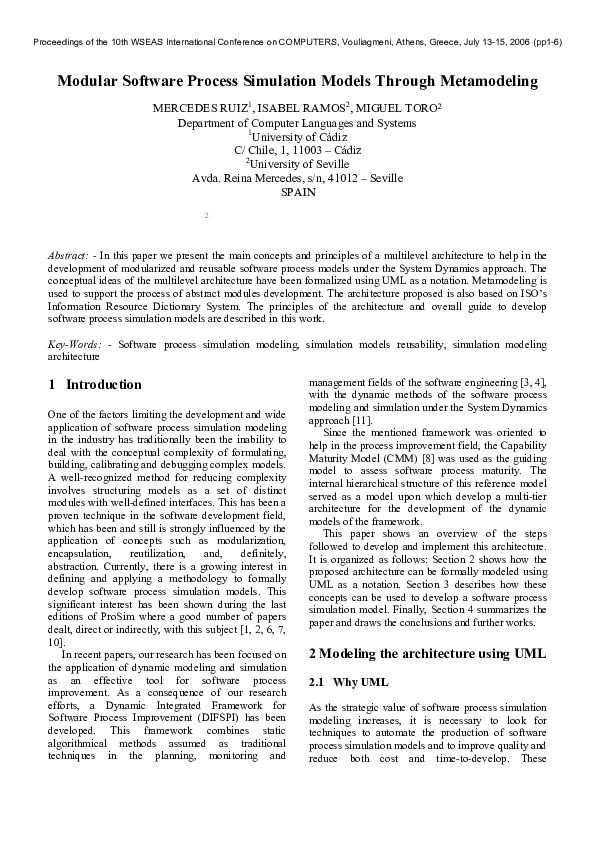 (PDF) Modular Software Process Models via Metamodeling