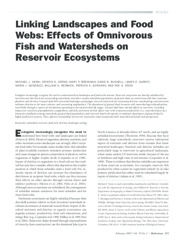 (PDF) Linking Landscapes and Food Webs: Effects of Omnivorous Fish and ...