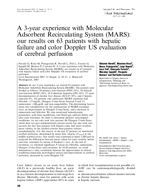 (PDF) A 3-year experience with Molecular Adsorbent Recirculating System ...