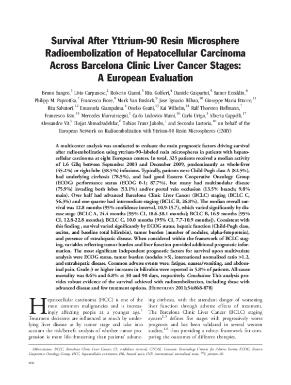 (PDF) Survival after yttrium-90 resin microsphere radioembolization of hepatocellular carcinoma ...