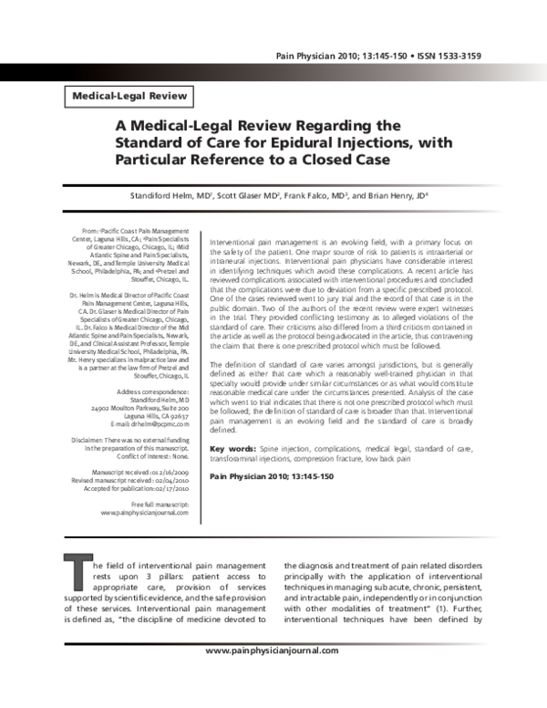 (PDF) A medical-legal review regarding the standard of care for ...