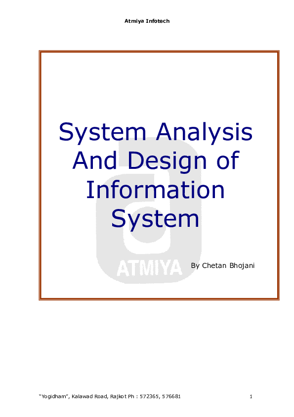 Pdf Software Analysis Design Of Information System