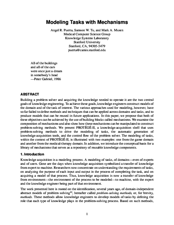(PDF) Modeling tasks with mechanisms