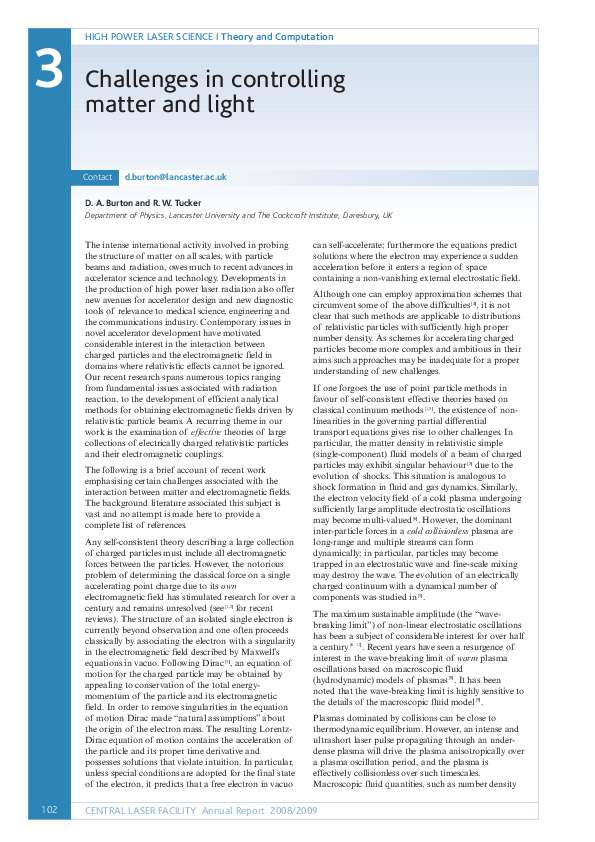 (PDF) Challenges in controlling matter and light