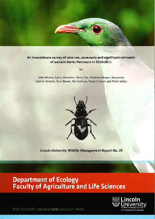 (PDF) An invertebrate survey of reserves, covenants and significant ...