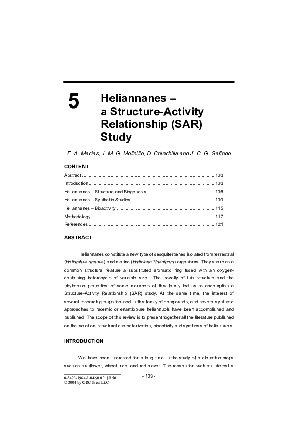(PDF) Heliannanes:A Structure—Activity Relationship Study
