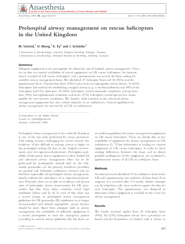 (PDF) Prehospital airway management on rescue helicopters in the United ...