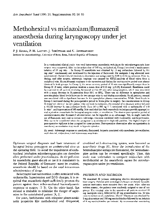 (PDF) Methohexital vs midazolam/flumazenil anaesthesia during ...