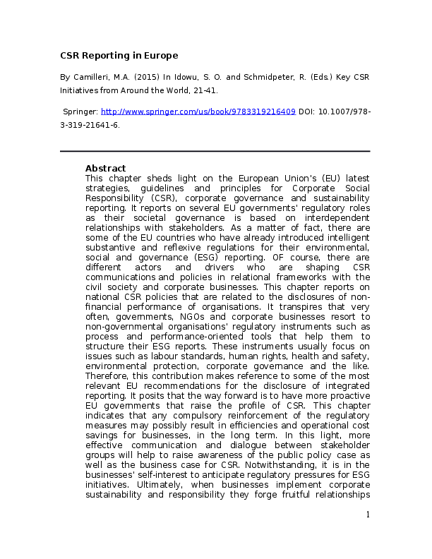 (DOC) CSR Reporting in Europe