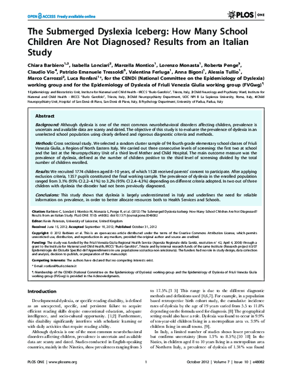 (PDF) The Submerged Dyslexia Iceberg: How Many School Children Are Not ...