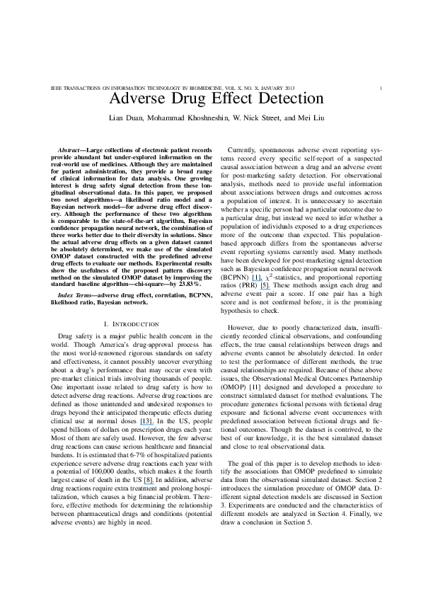 (PDF) Adverse drug effect detection