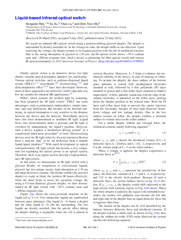 (PDF) Liquid-based infrared optical switch