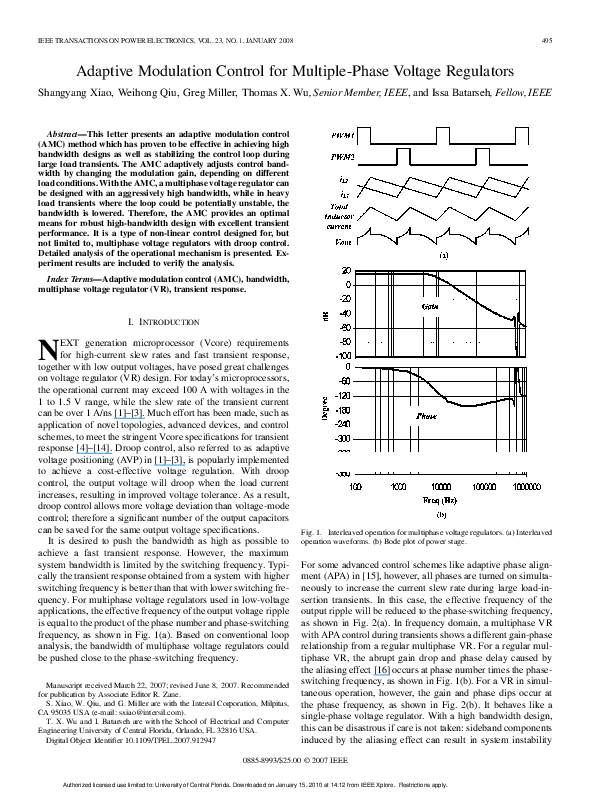 (PDF) Adaptive Modulation Control for Multiple-Phase Voltage Regulators