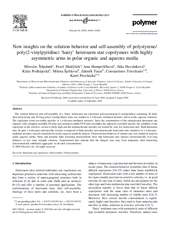 Pdf New Insights On The Solution Behavior And Self Assembly Of