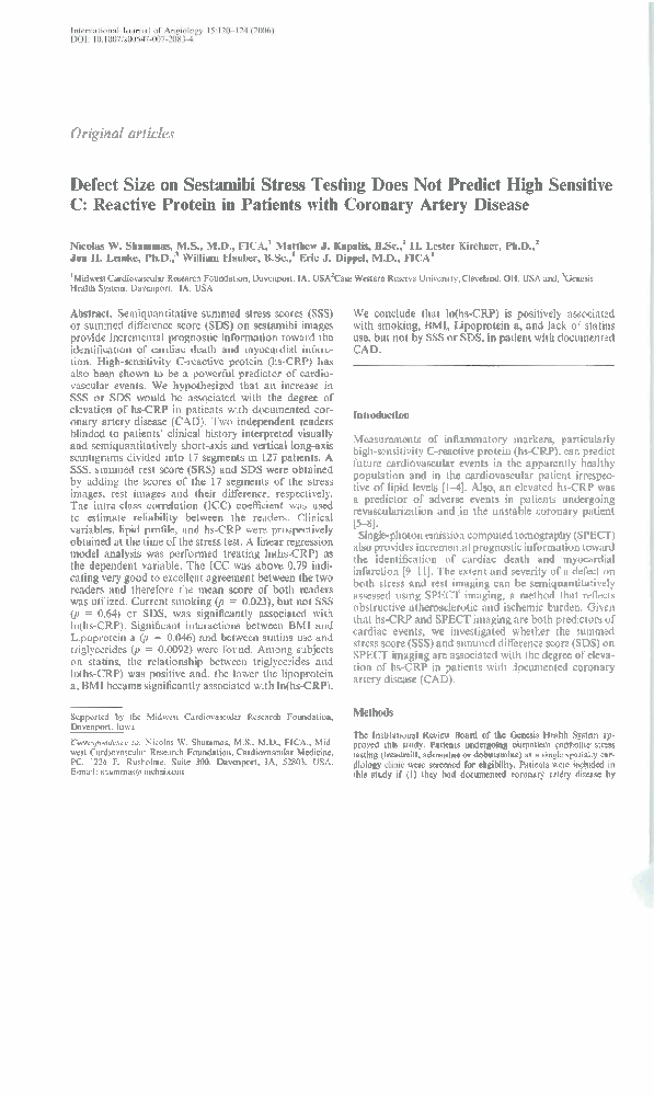 (PDF) Defect Size on Sestamibi Stress Testing Does Not Predict High ...