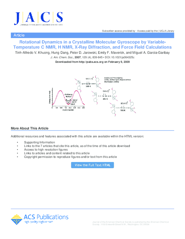 (PDF) Rotational Dynamics in a Crystalline Molecular Gyroscope by ...