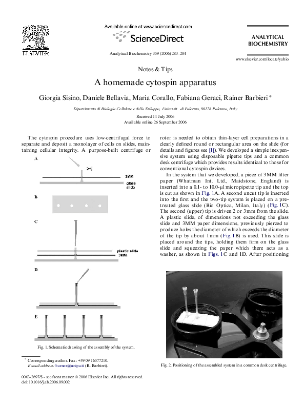 (PDF) A homemade cytospin apparatus