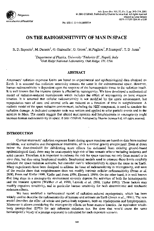 (PDF) On the radiosensitivity of man in space