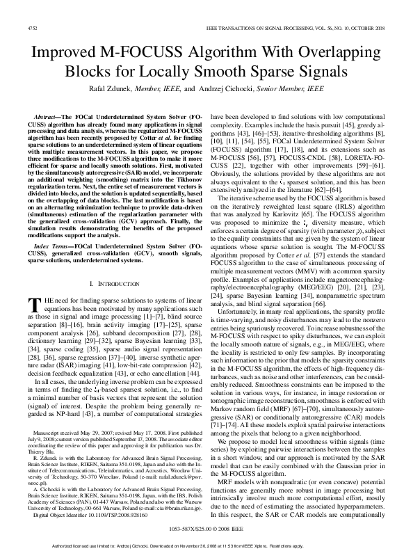 Improved M-FOCUSS Algorithm With Overlapping Blocks for Locally Smooth ...