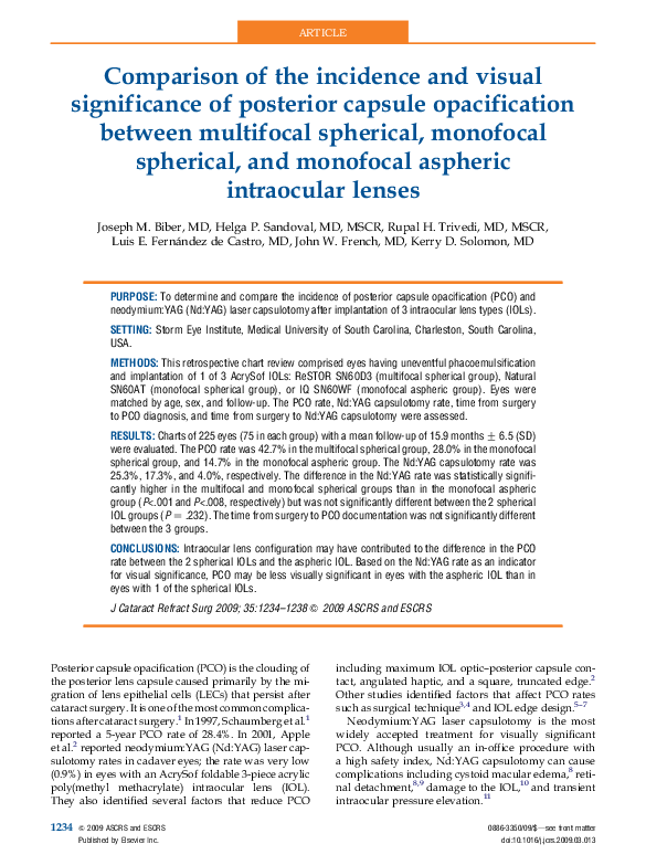 (PDF) Comparison of the incidence and visual significance of posterior ...