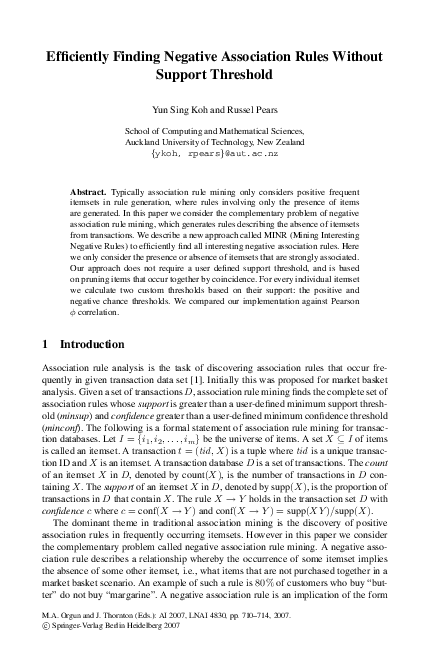 (PDF) Efficiently Finding Negative Association Rules Without Support ...