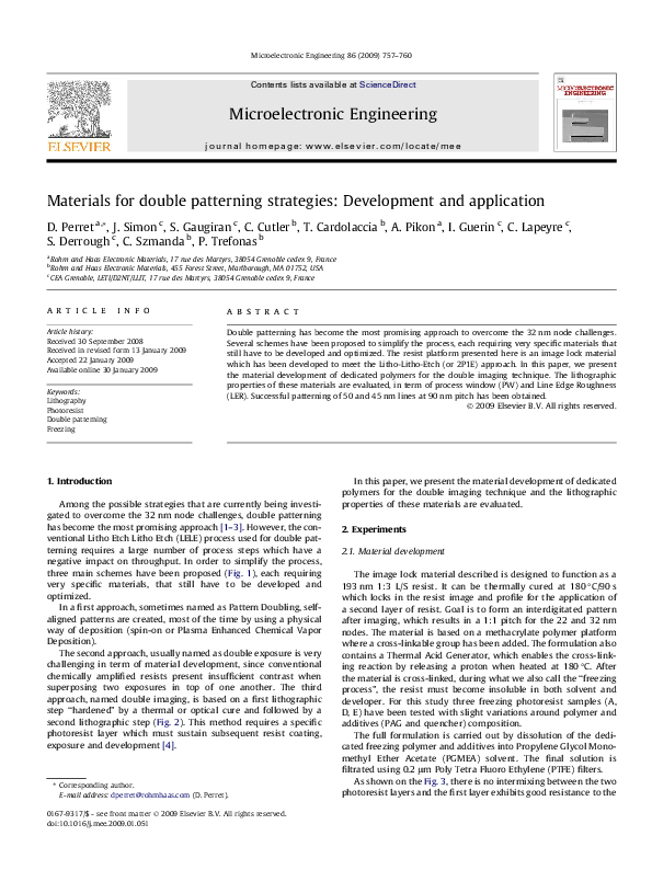 (PDF) Materials for double patterning strategies: Development and application