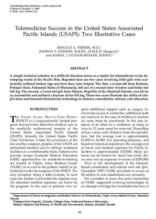 (PDF) Telemedicine Success in the United States Associated Pacific ...