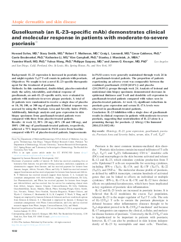 (PDF) Risankizumab for the treatment of moderate to severe psoriasis | Tianshuang Wu - Academia.edu
