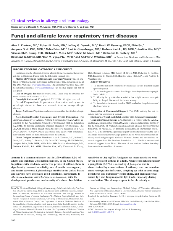 (PDF) Fungi and allergic lower respiratory tract diseases