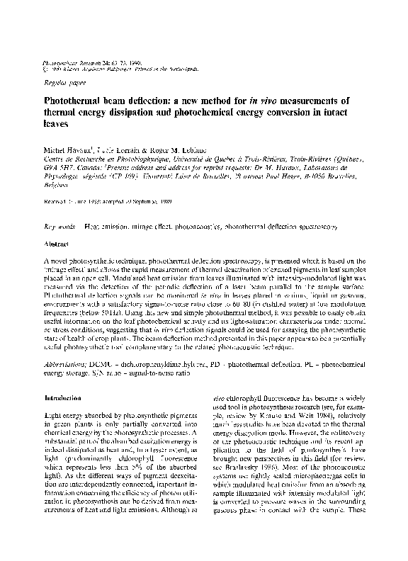 (PDF) Photothermal beam deflection: a new method for in vivo ...