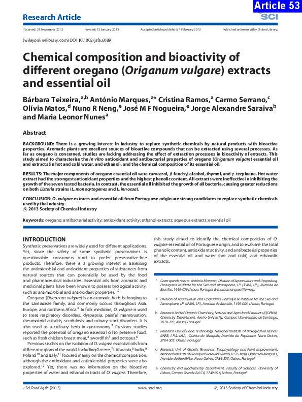 (PDF) Chemical composition and antibacterial and antioxidant properties of commercial essential oils