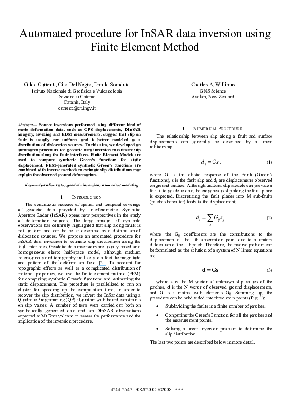 (PDF) Automated procedure for InSAR data inversion using Finite Element Method