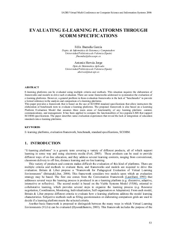 (PDF) Evaluating e-learning platforms through SCORM specifications