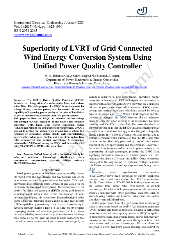(PDF) Enhancing the LVRT capability of grid connected wind energy conversion system using ...