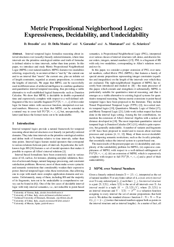 (PDF) Metric propositional neighborhood logics: expressiveness, decidability, and undecidability