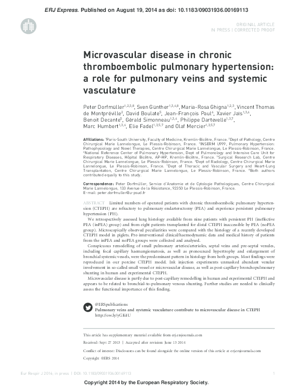 (PDF) Microvascular disease in chronic thromboembolic pulmonary ...