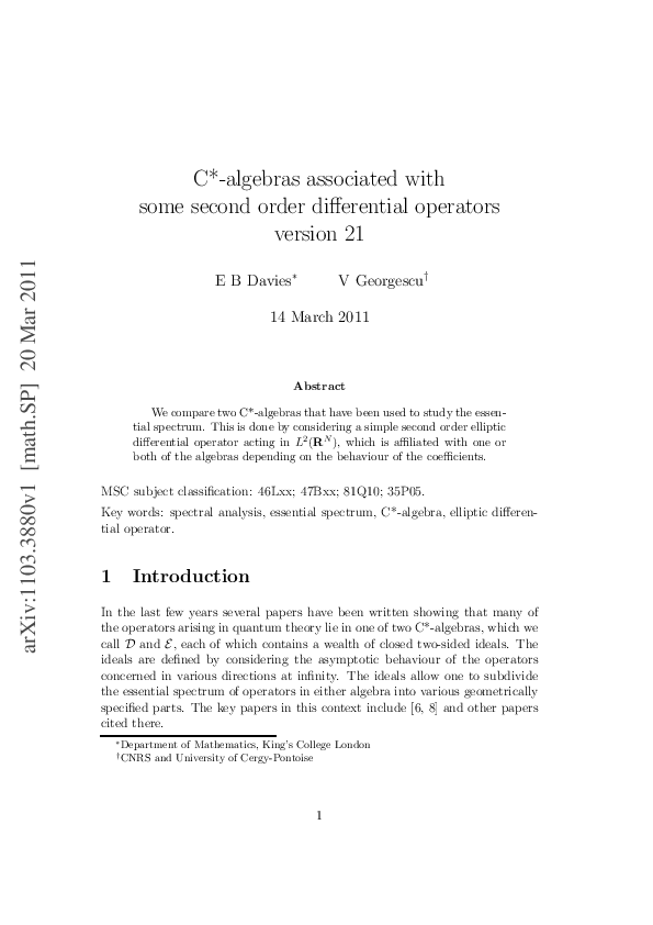 (PDF) C*-algebras associated with some second order differential operators