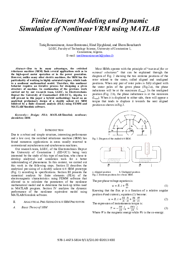 Pdf Finite Element Modeling And Dynamic Simulation Of Nonlinear Vrm