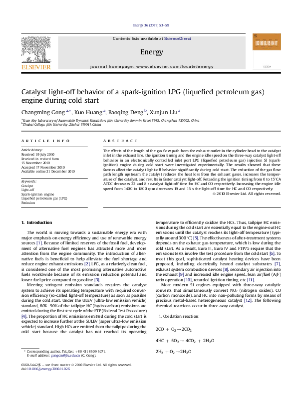 (PDF) Catalyst light-off behavior of a spark-ignition LPG (liquefied ...